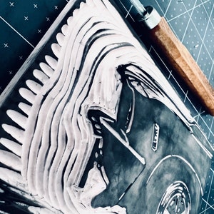 Wheel | Car - Original Artwork Linocut Print - Etsy