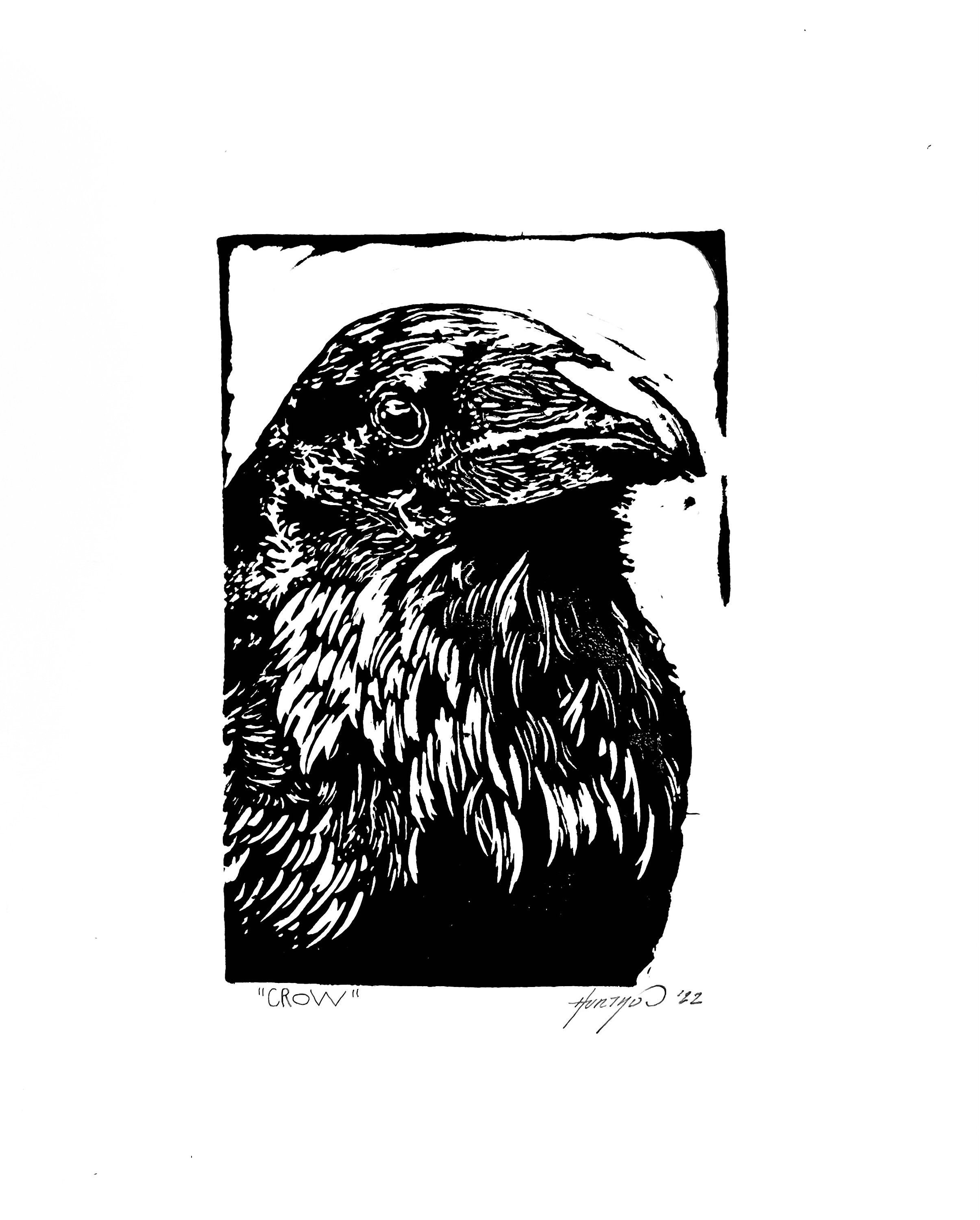 Crow Original Artwork Linocut Print - Etsy