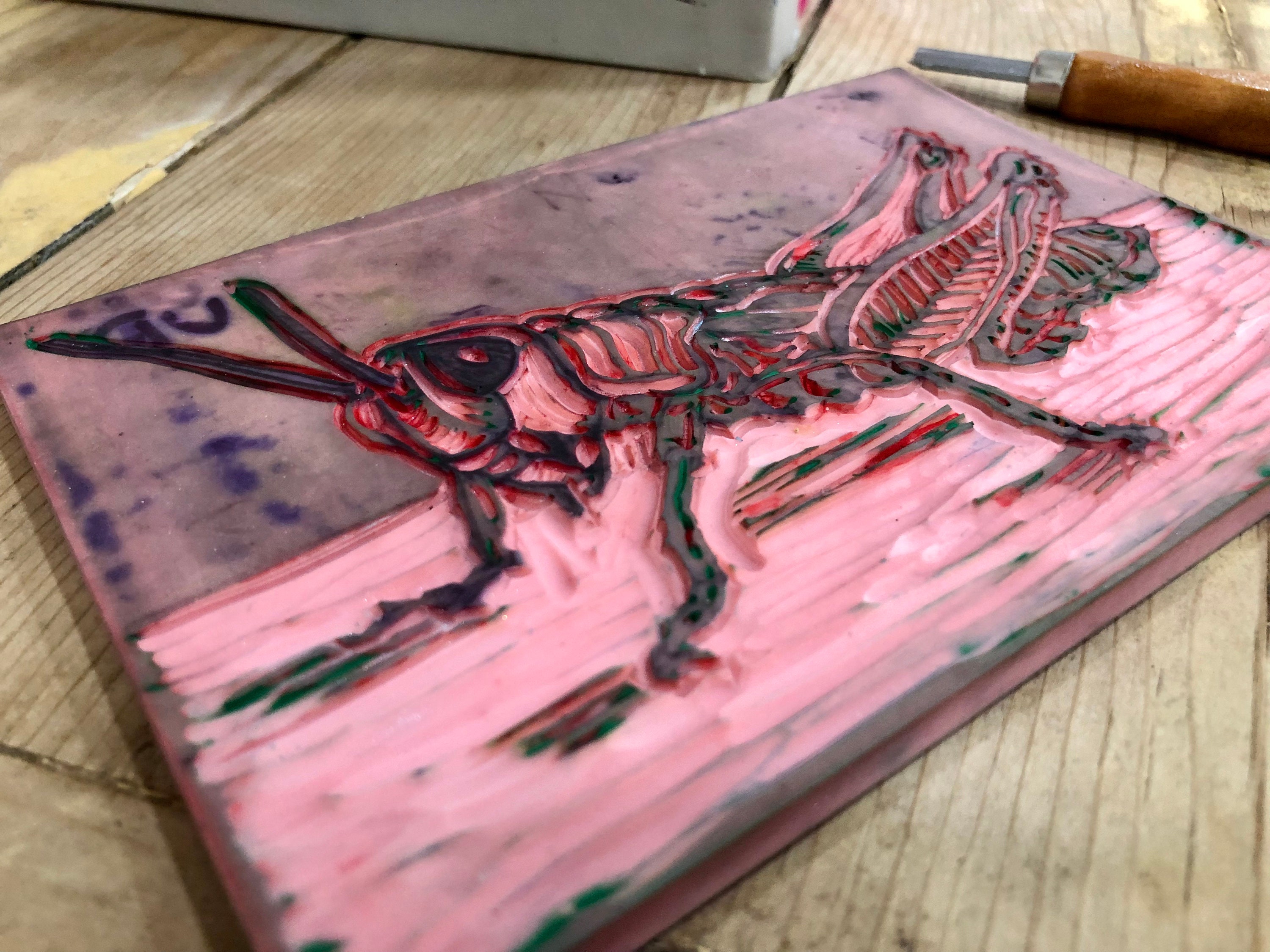 Grasshopper - Original Artwork Linocut Print - Etsy