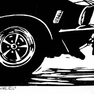 Wheel | Car - Original Artwork Linocut Print - Etsy