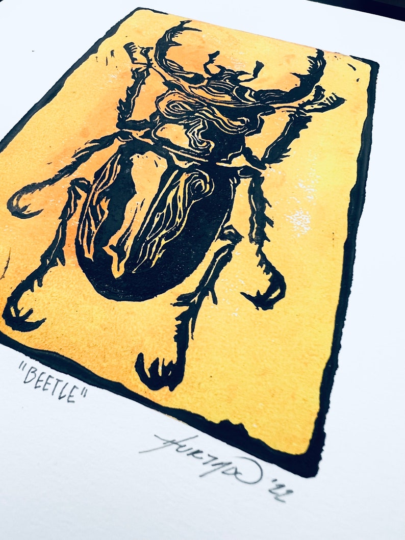 Beetle Original Artwork Linocut Print - Etsy
