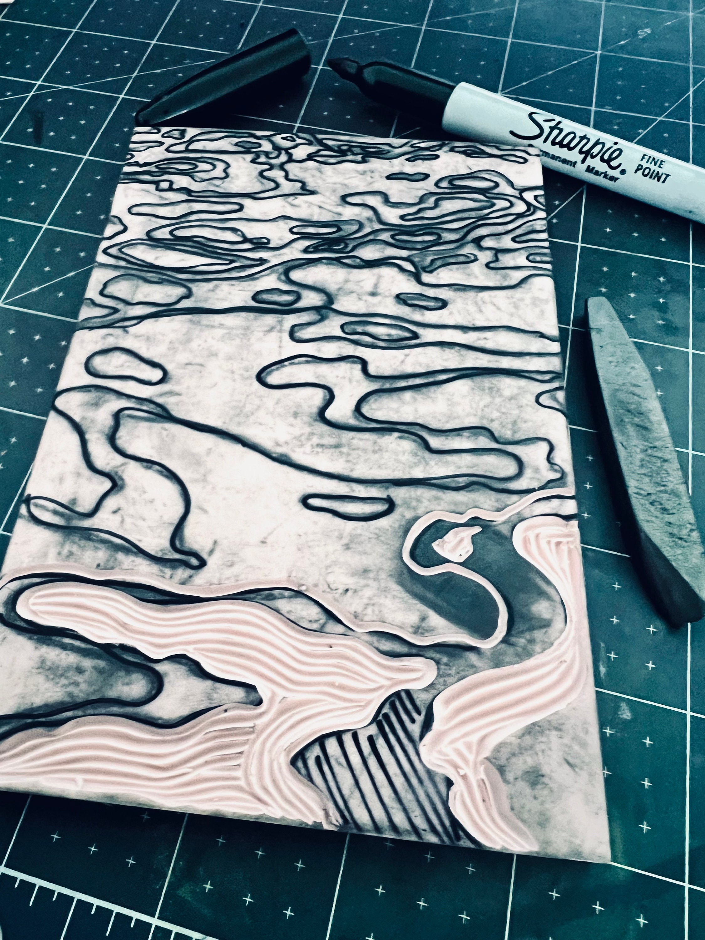 Liquid - Original Artwork Linocut Print - Etsy