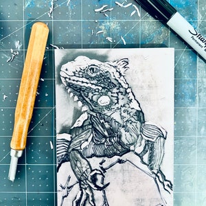 Iguana - Original Artwork Linocut Print - Etsy