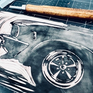 Wheel | Car - Original Artwork Linocut Print - Etsy