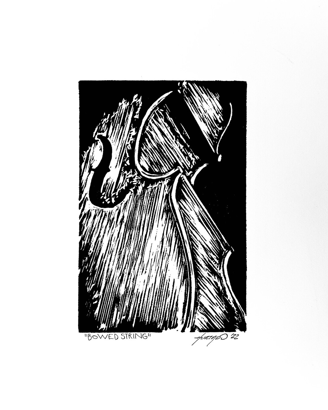 Bowed String, Violin, Viola, Cello - Original Artwork Linocut Print - Etsy