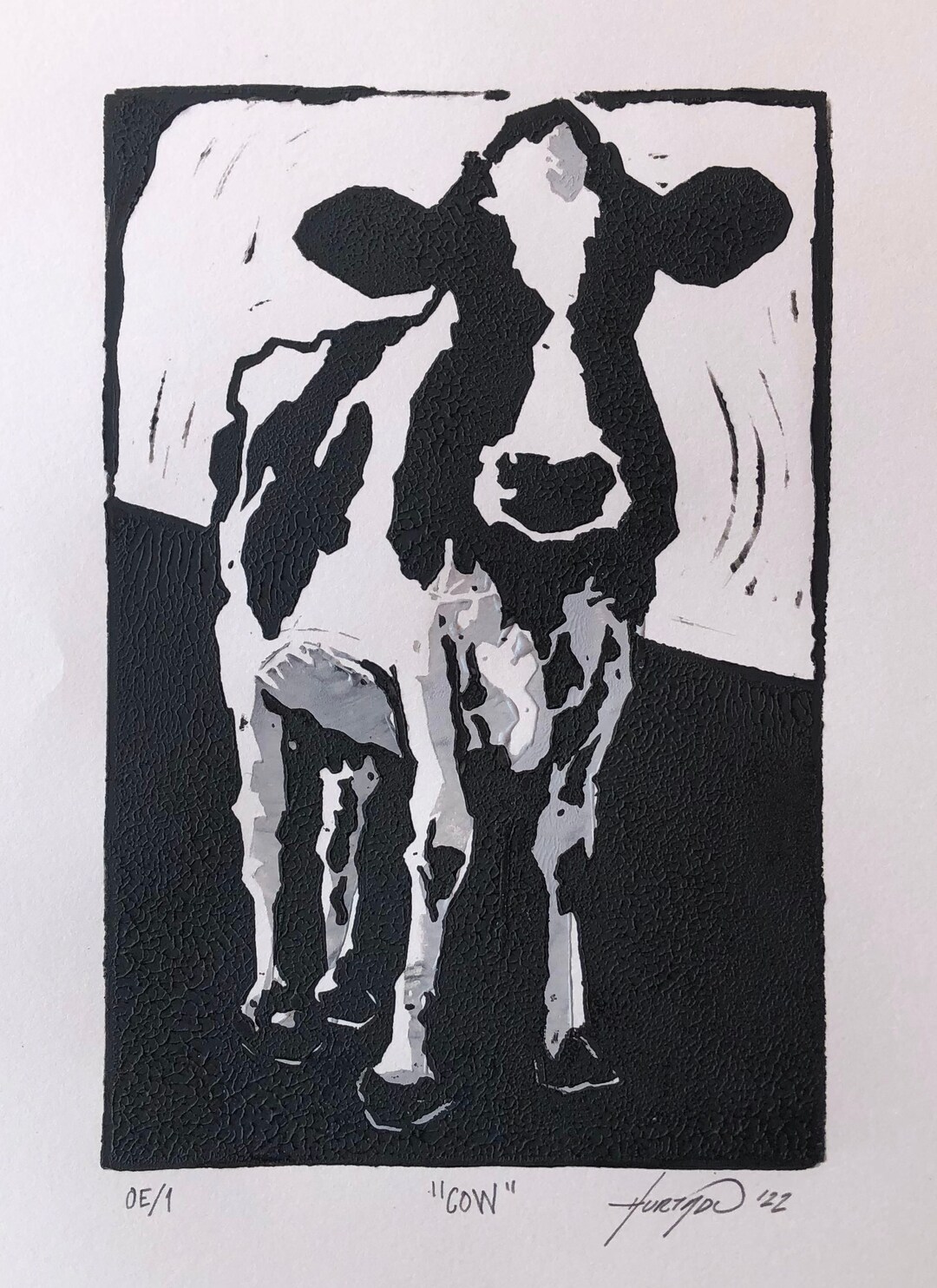 Cow - Original Artwork Linocut Print - Etsy