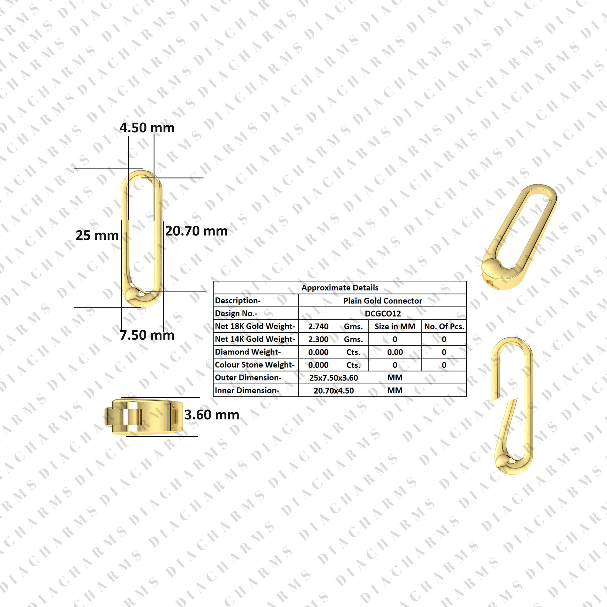 Oval Charm Connector/18k/14k Solid Gold Elongated Enhancer/ Oval Charm ...