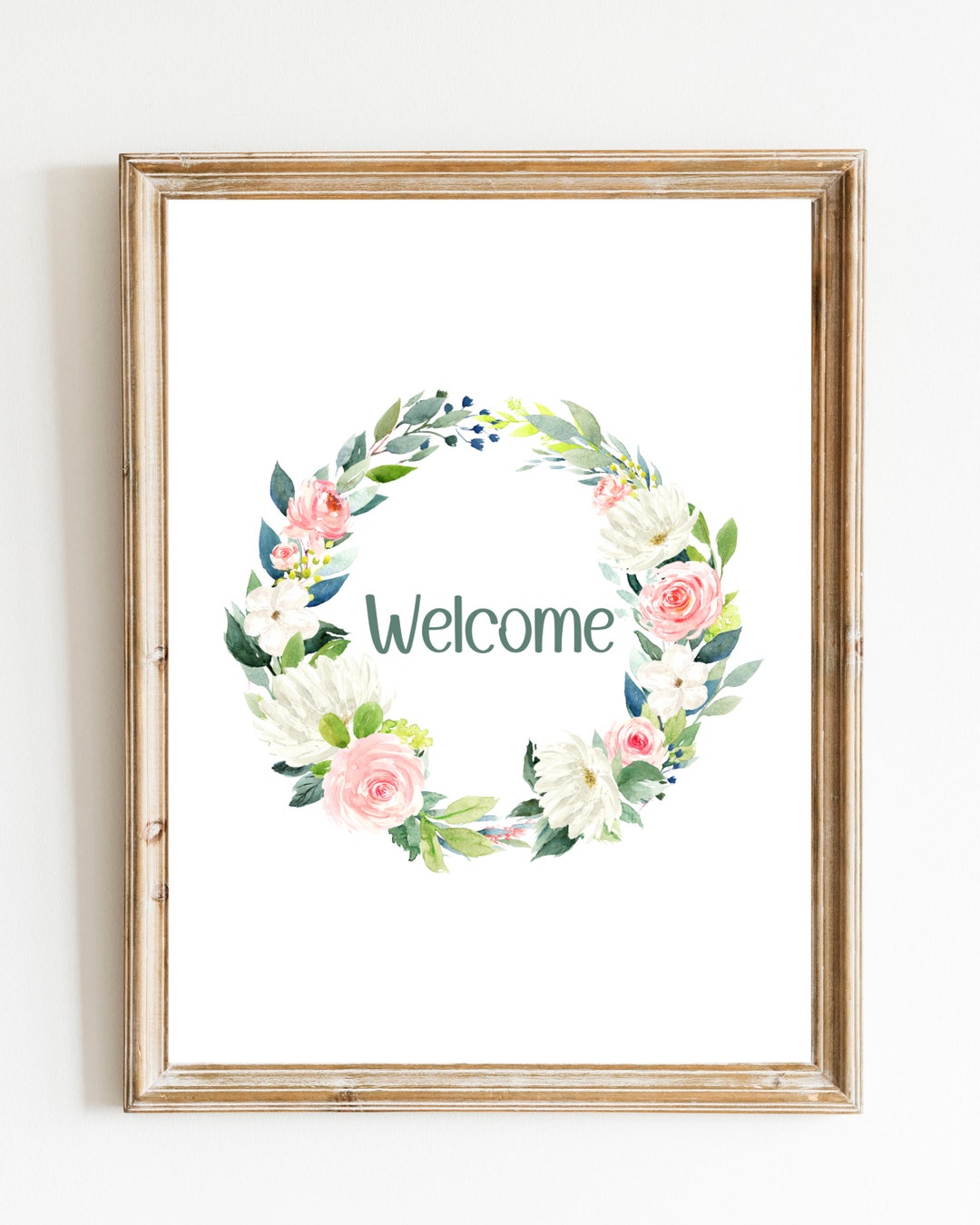Welcome Sign Wall Decor Print Floral, Welcome Sign Print, Floral Wall ...