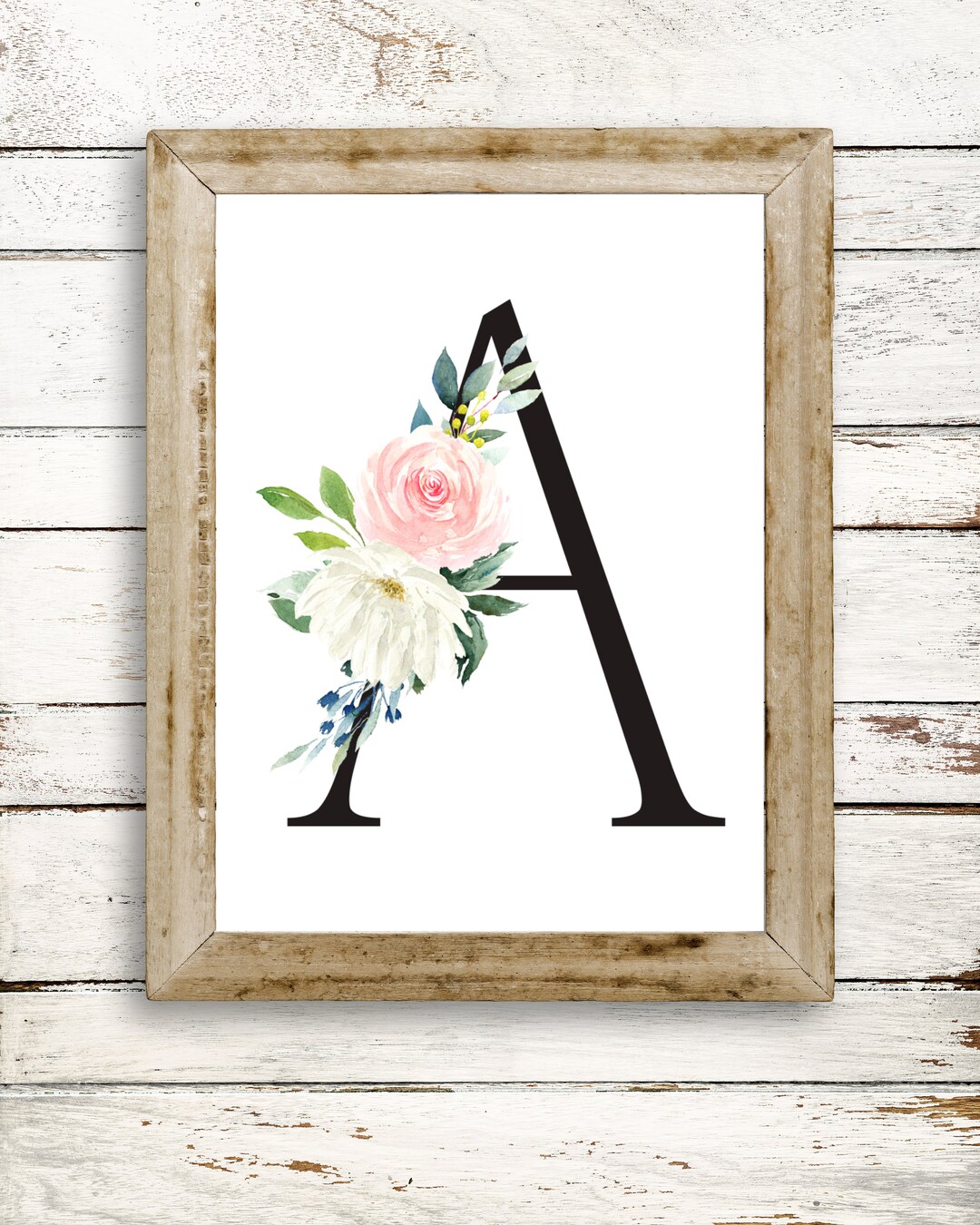 Floral Monogram Printable Letter A Nursery Wall Decor - Etsy