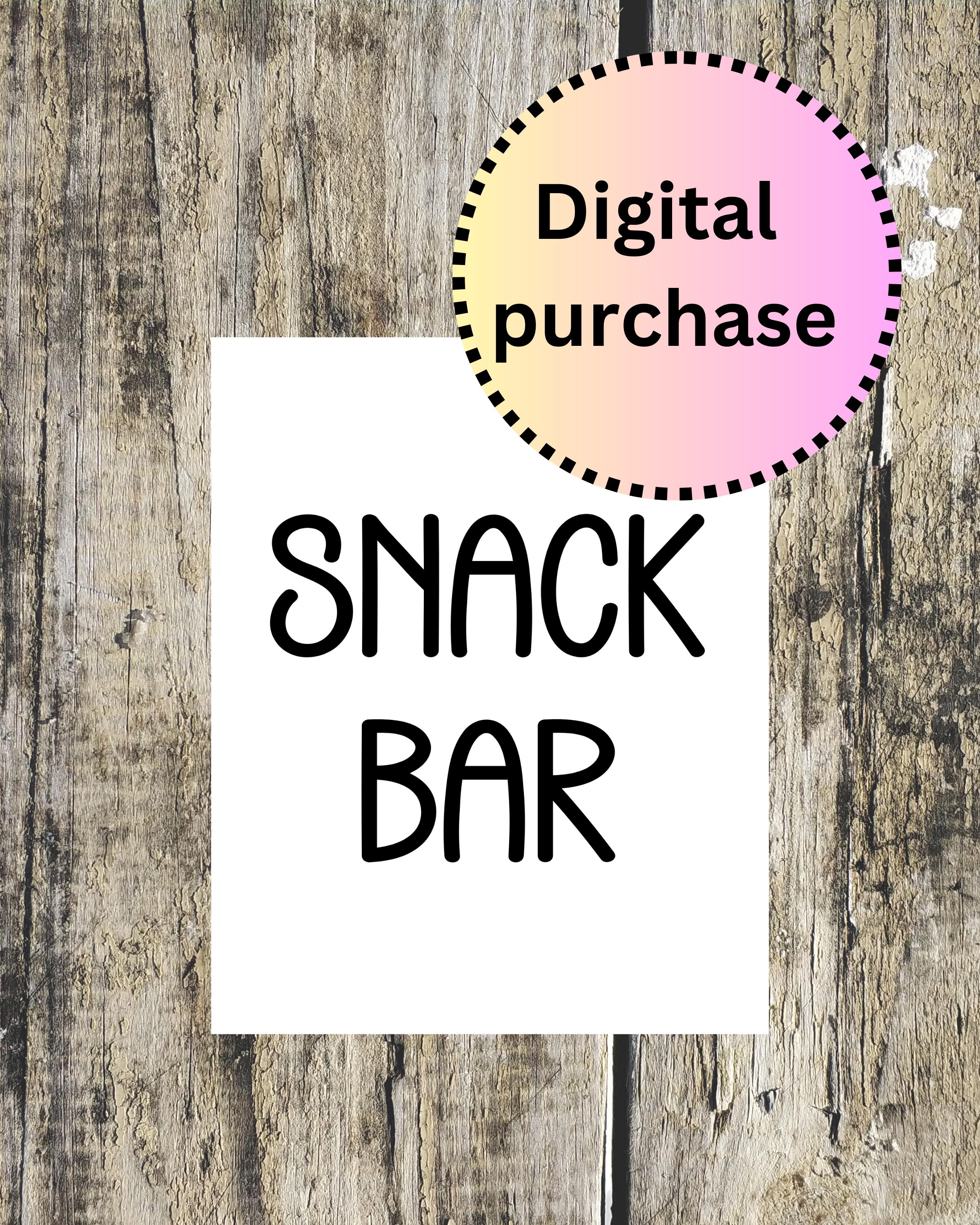 Snack Bar Instant Download Printable / Wedding Snack Bar Printable ...
