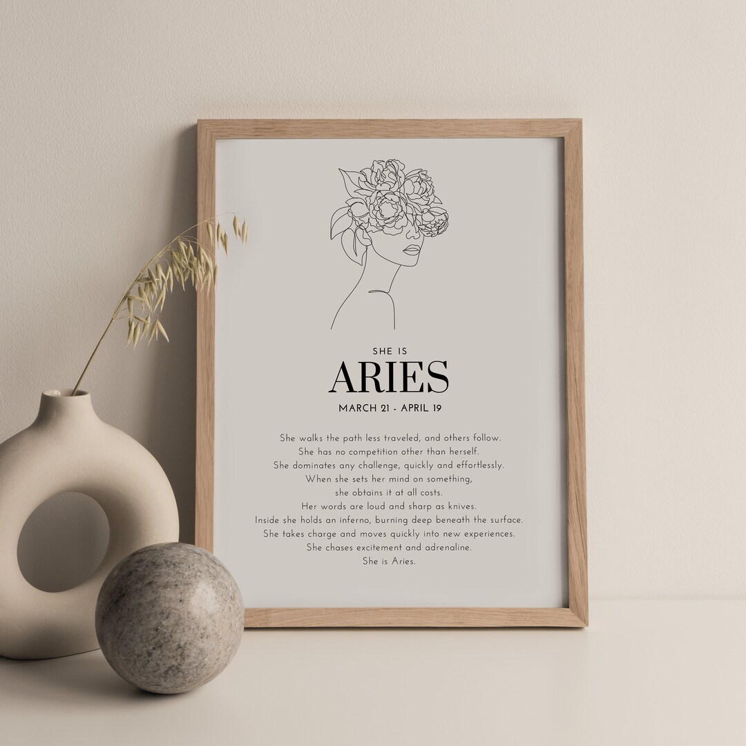 Aries Zodiac Print, Astrology Digital Print, Horoscope Wall Decor ...