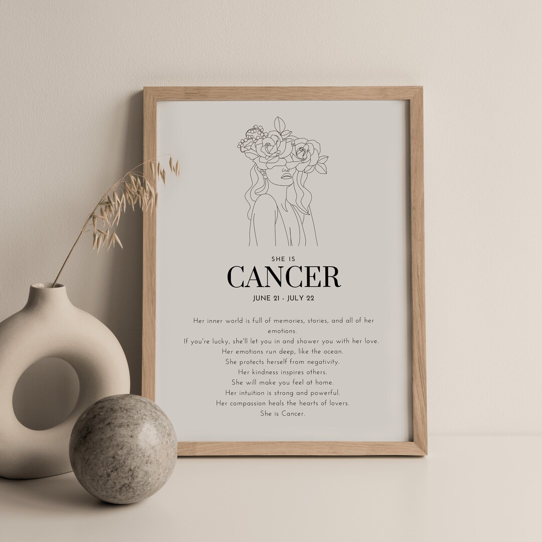 Cancer Zodiac Print, Astrology Digital Print, Horoscope Wall Decor ...