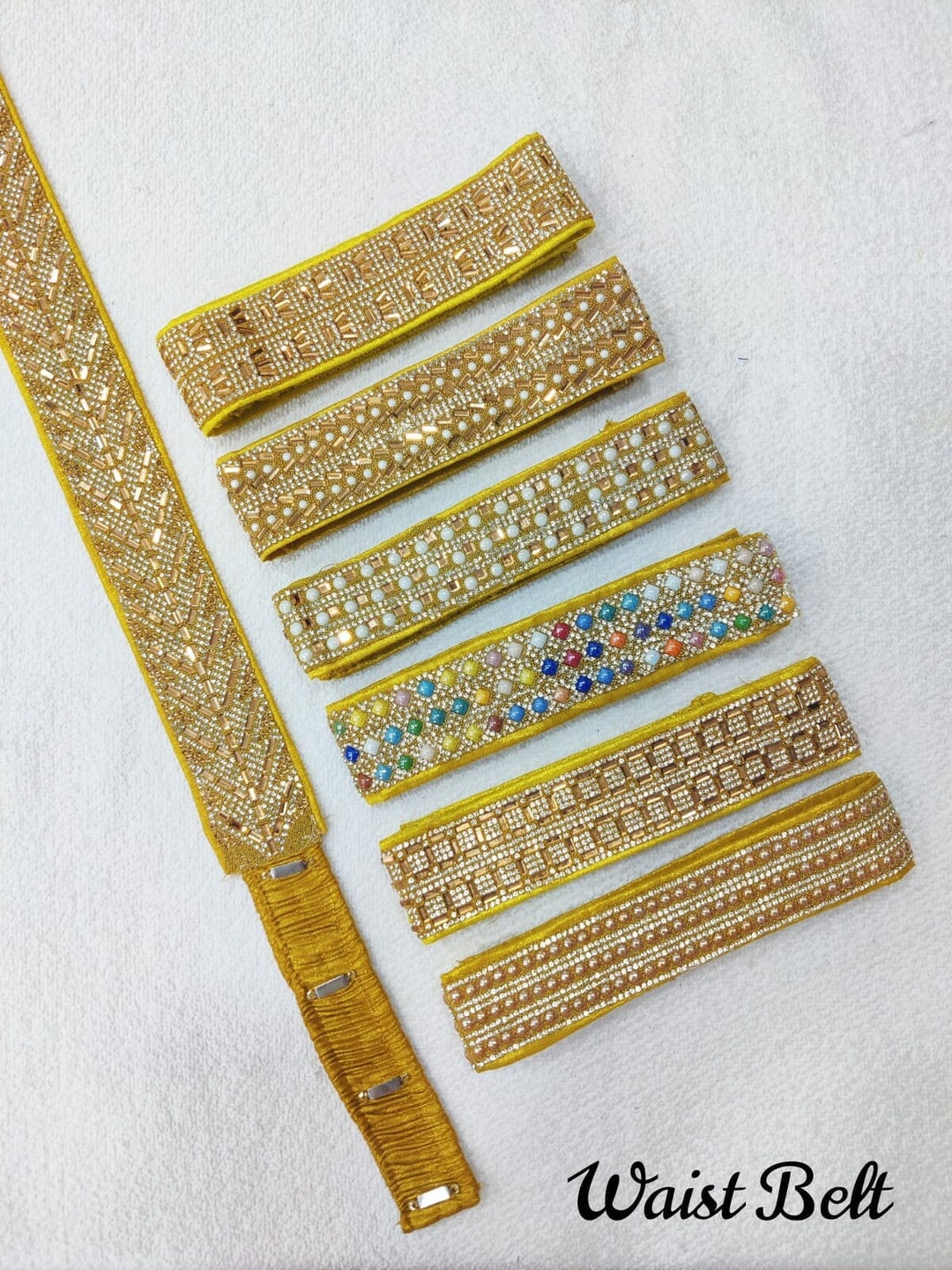 Designer Golden Waist Belt Bridal Wear Belt Handmade Embroidery ...