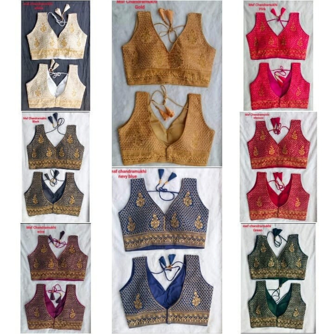 Heavy Malai Silk Blouse Heavy Thread Work V-neck Blouse - Etsy