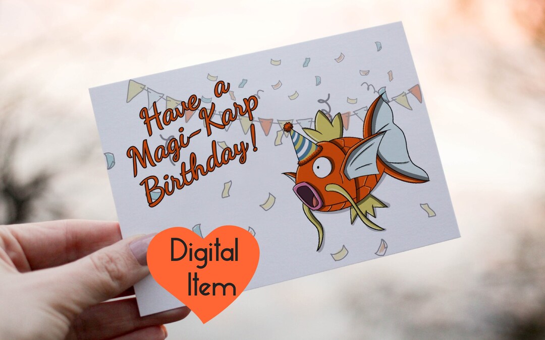 Pokémon Happy Birthday Card - Magikarp Birthday Card - Pokemon Gift ...