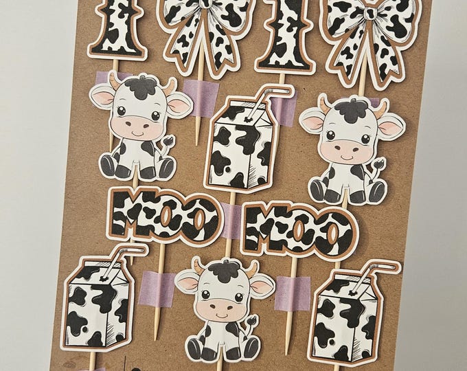Cow Face Cupcake Toppers, Cow Party Decor, Farm Party Decorations, Holy ...