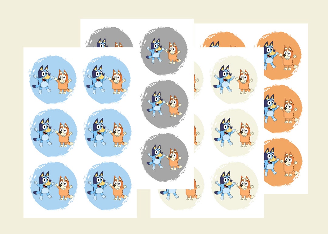 Bluey Digital Circle Vinyl Stickers Kids Stickers Bluey and Bingo Kids ...