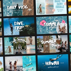 Ocean Girl Youtube Thumbnails | 20 Editable Canva Templates | Blue ...