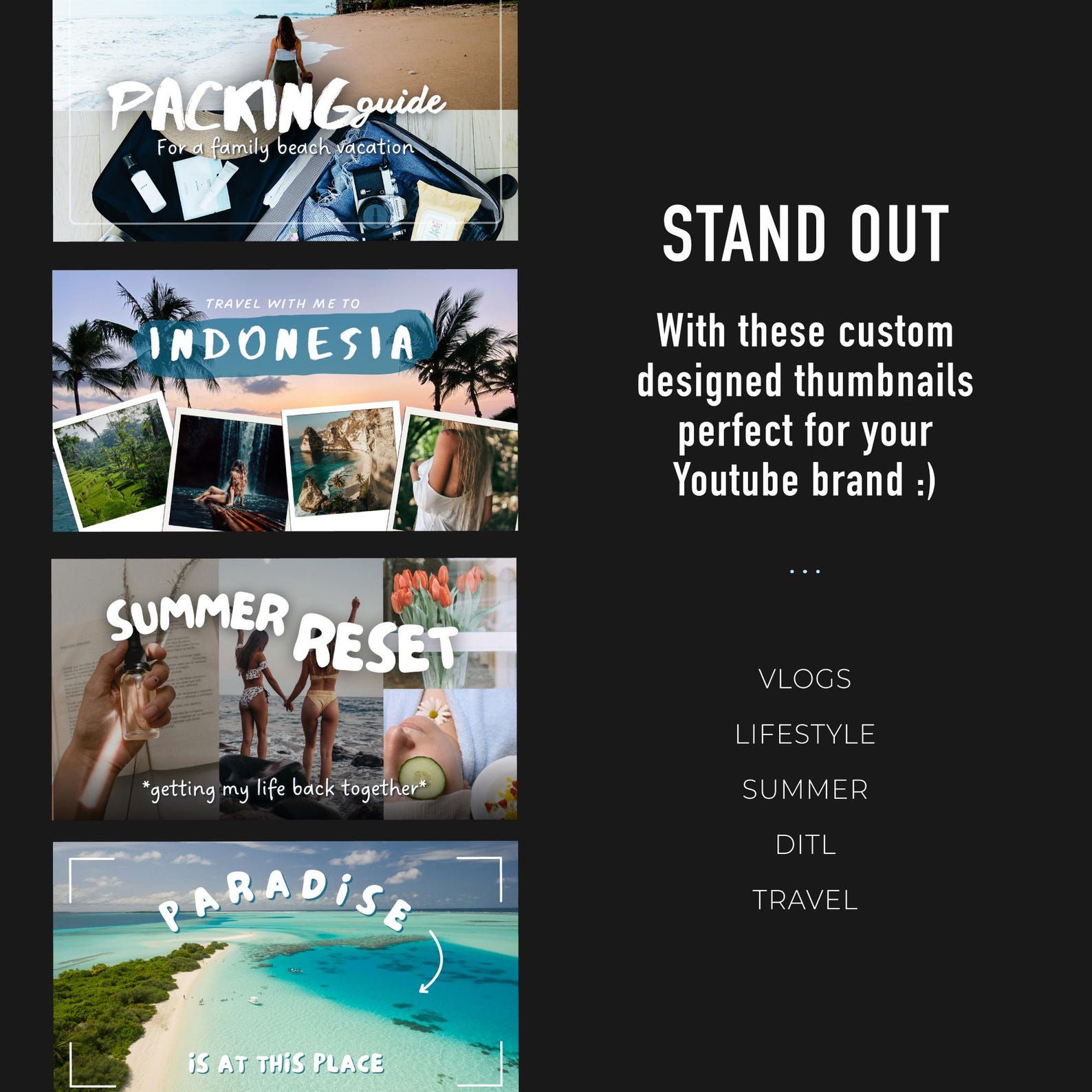 Ocean Girl Youtube Thumbnails | 20 Editable Canva Templates | Blue ...