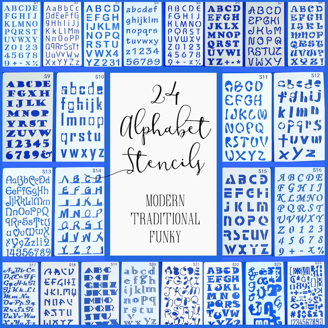 Journal Stencils: 24 Alphabets, Modern, Funky, Traditional - Flexible ...