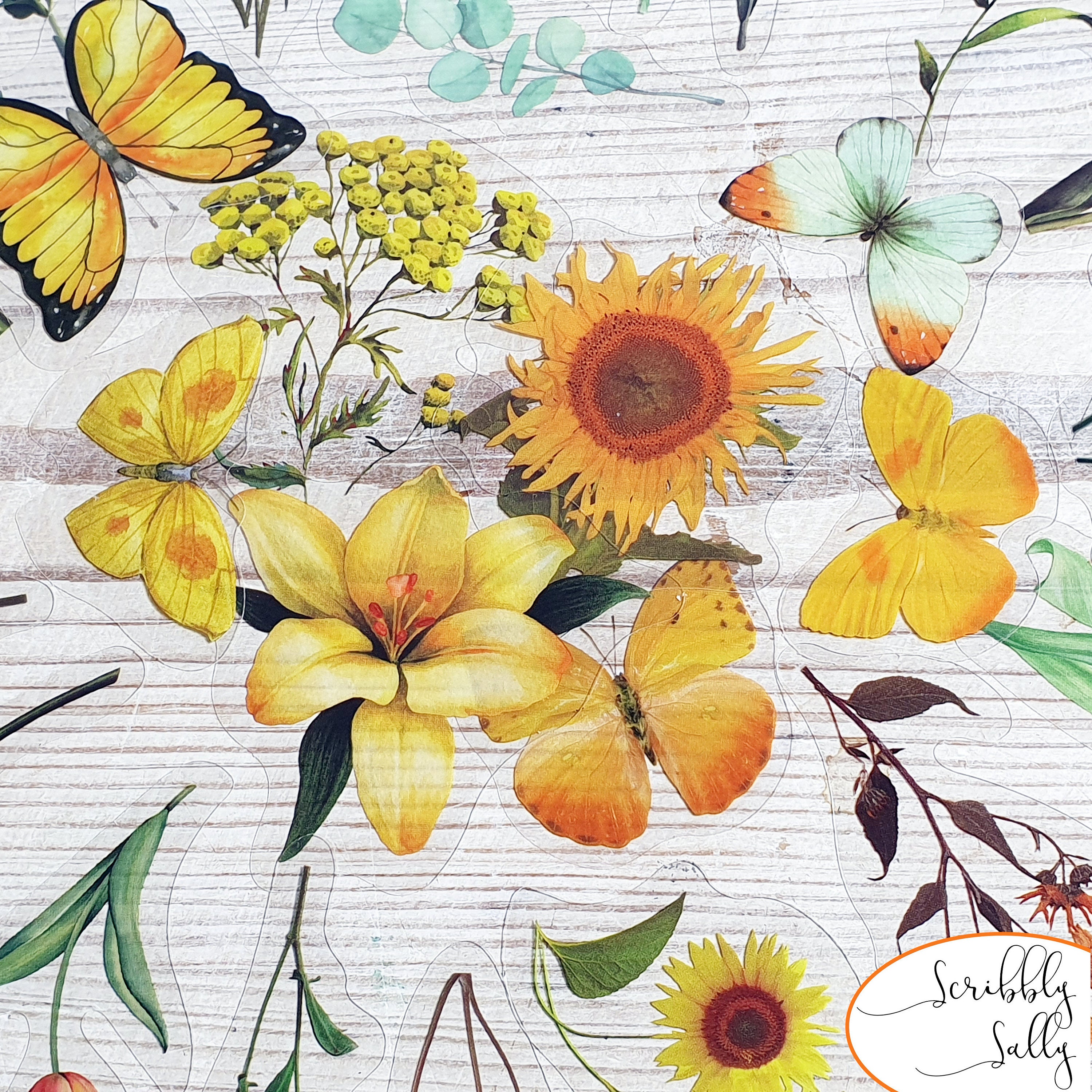 Flower, Butterfly Stickers, Watercolor, Thin Vinyl, 30/50 Unique ...