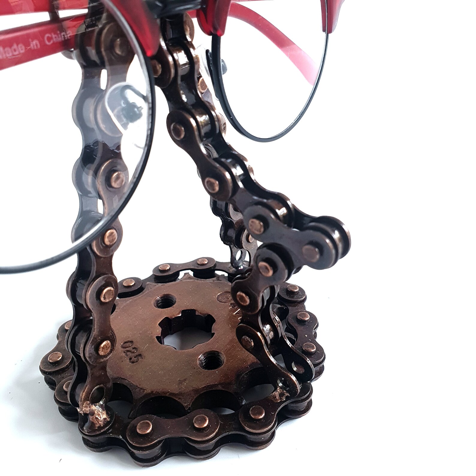 Glasses Holder, Upcycled Bike Chain, Spectacles Stand Desk, Minimalist ...