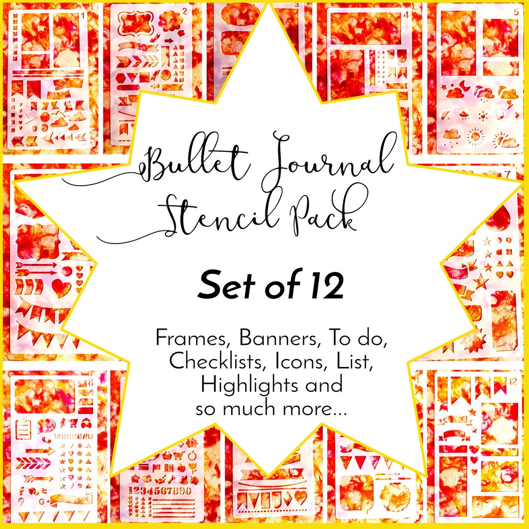 Bullet Journal Stencils, Set of 12, Get Your Bujo/planner Organised ...