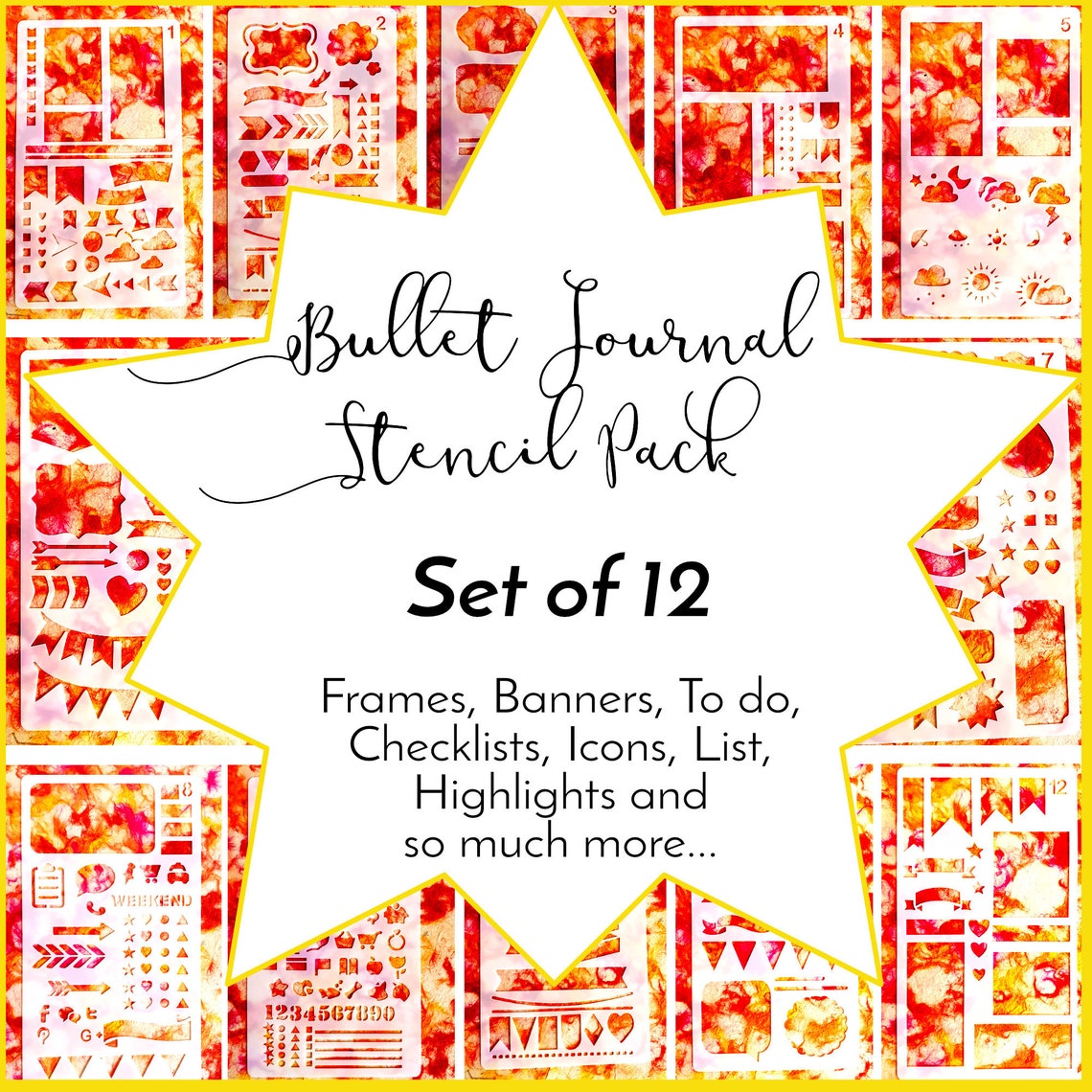 Bullet Journal Stencils, Set of 12, Get Your Bujo/planner Organised ...