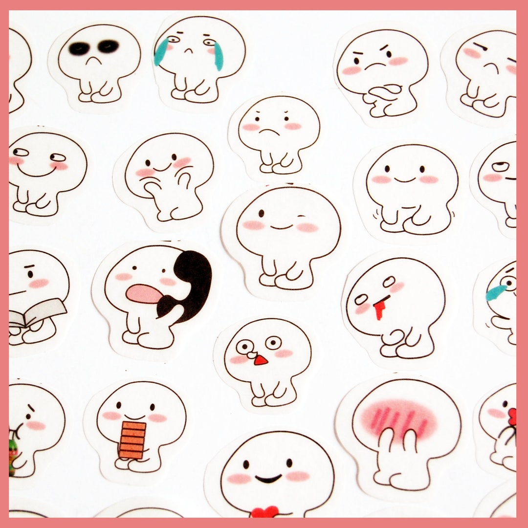 Kawaii Sticker Pack for Mood Journal or Personal Diary, 45+ Cute Thin ...
