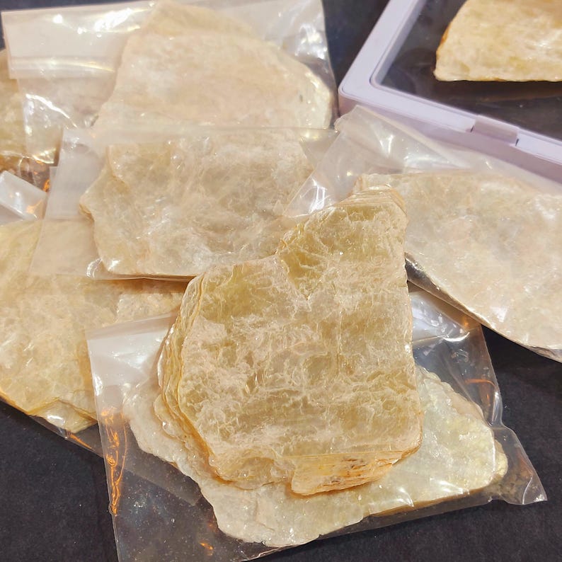 Golden Muscovite Mica Sheets - Raw Shimmery Crystal Specimens for ...