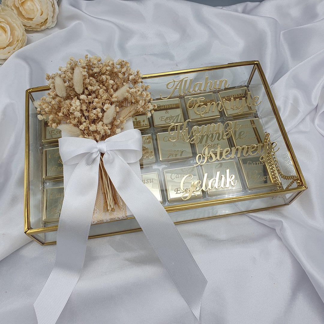 Elegant Glass Chocolate Box With Mirror Plexiglass for Engagement ...