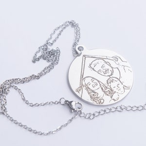 Custom Family Portrait Necklace: Engraved Stainless Steel Pendant - Etsy