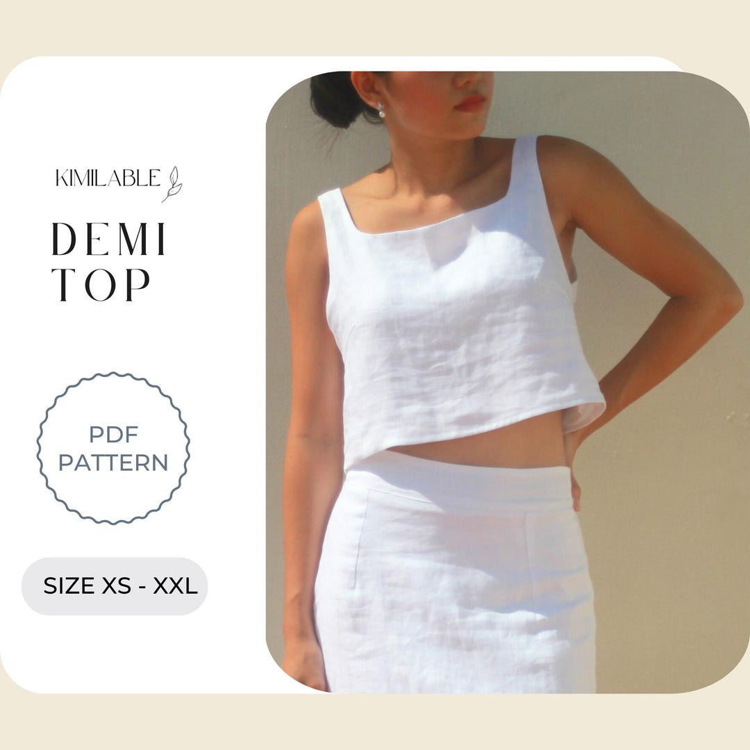 Demi Linen Top Pattern, Crop Top Pattern, Women Shirt Pattern, Sewing ...