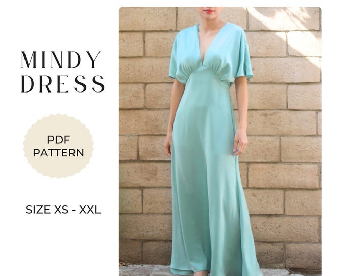 V-neck Dress Sewing Pattern PDF | Instant Download | Print at Home ...