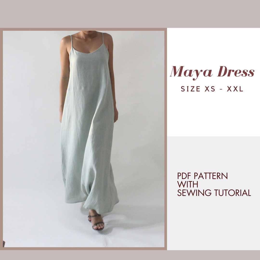 Maya Linen Dress, Simple Dress Pattern, Summer Dress Pattern, Pdf Pattern Sewing Xs-xxl - Etsy