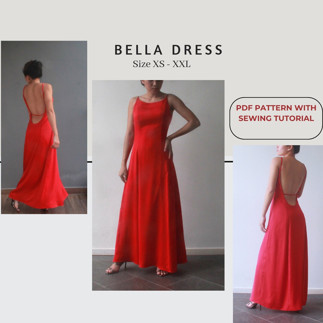Bella Dress, Silk Dress Pattern, Dress Pdf With Tutorial Size XS XXL - Etsy