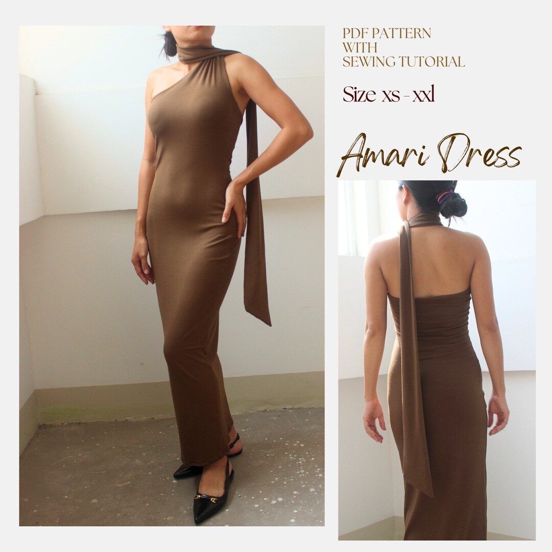 Amari Dress Sewing Pattern Scarf Halter Neck Dress PDF Easy Sewing PDF ...