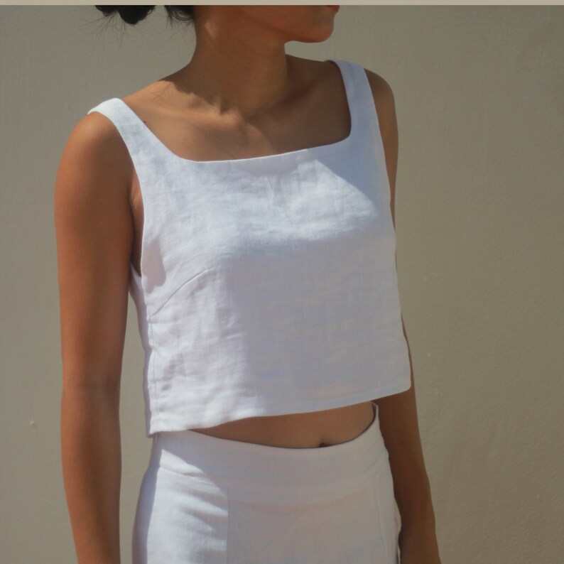 Demi Linen Top Pattern, Crop Top Pattern, Women Shirt Pattern, Sewing ...