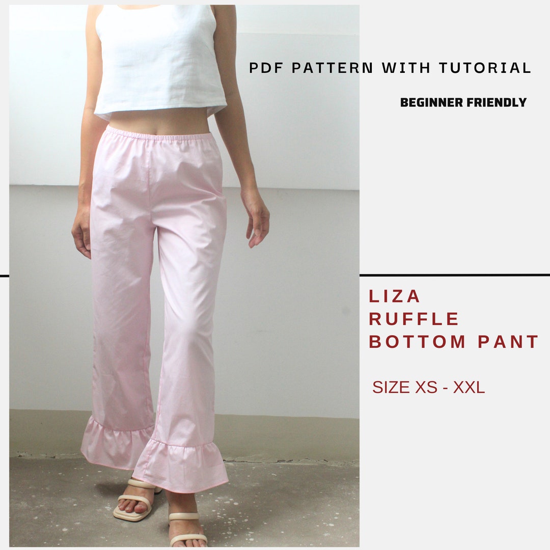 Liza Ruffle Bottom Pant, Easy Pant PDF Sewing Pattern - Etsy