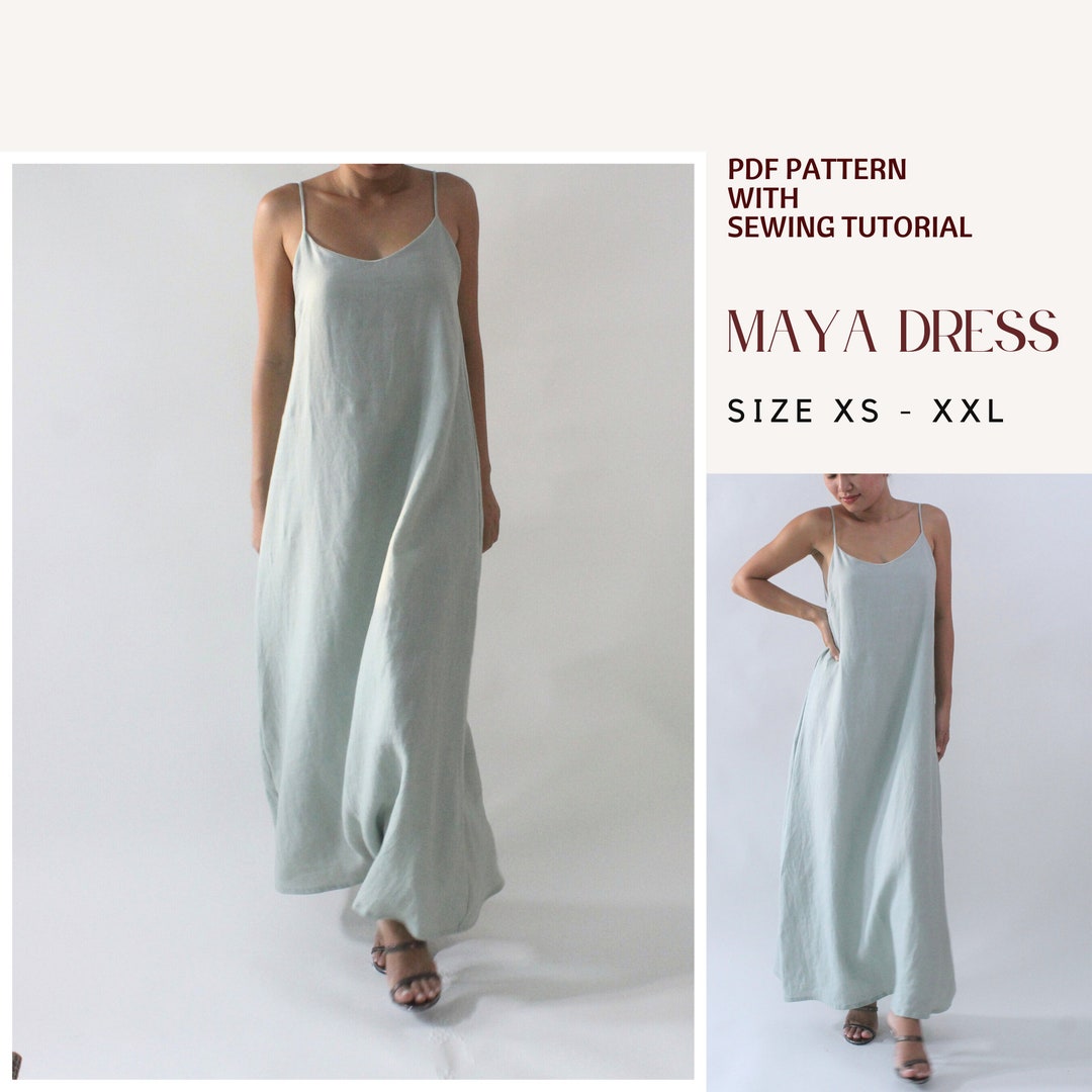 Maya Linen Dress, Simple Dress Pattern, Summer Dress Pattern, Pdf ...