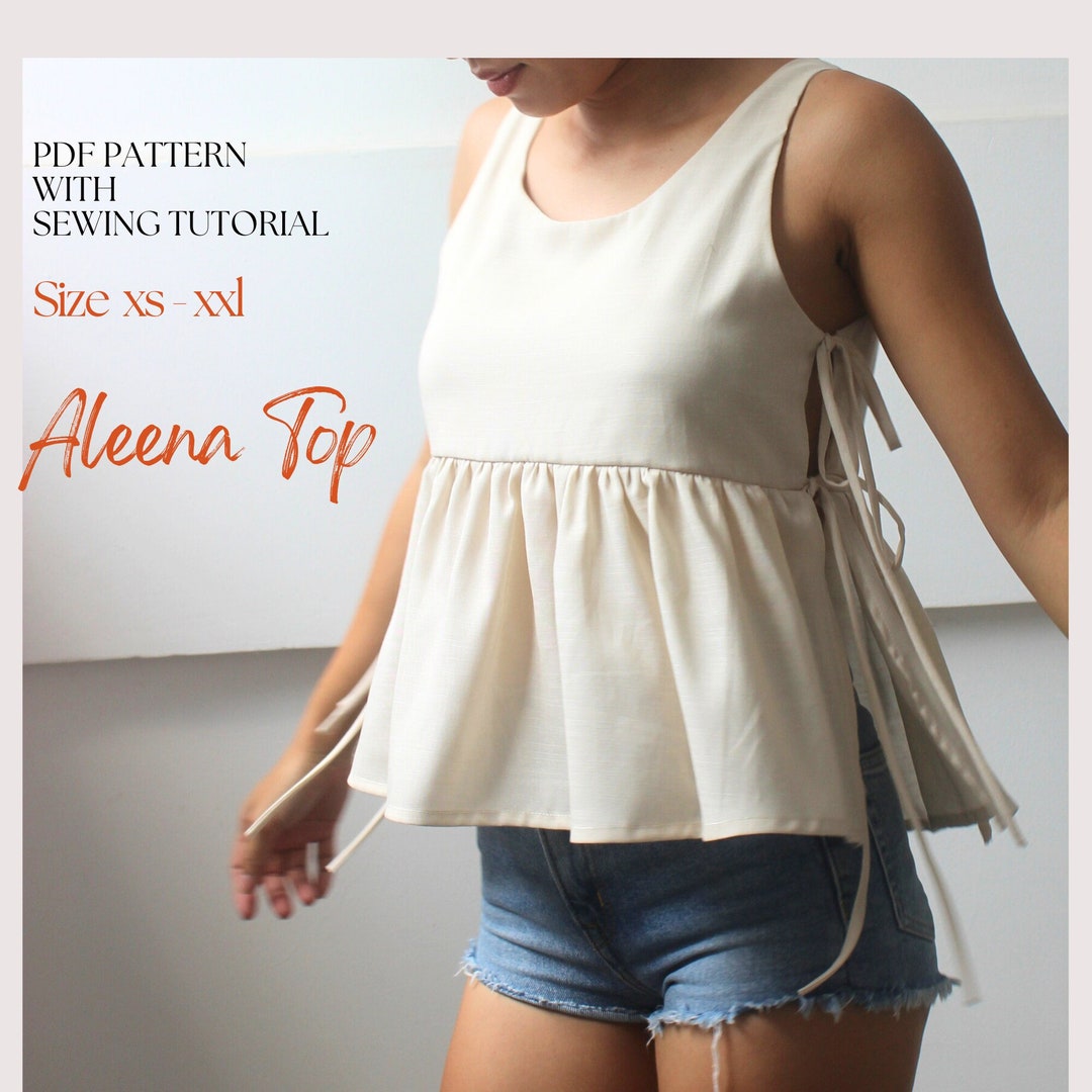 Aleena Top Side Tie Top Sewing Pattern, Easy PDF Sewing Pattern - Etsy