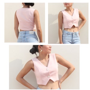 Mia Crop Top Vest, Short Waistcoat, Diy Vest Pdf Sewing Pattern ...