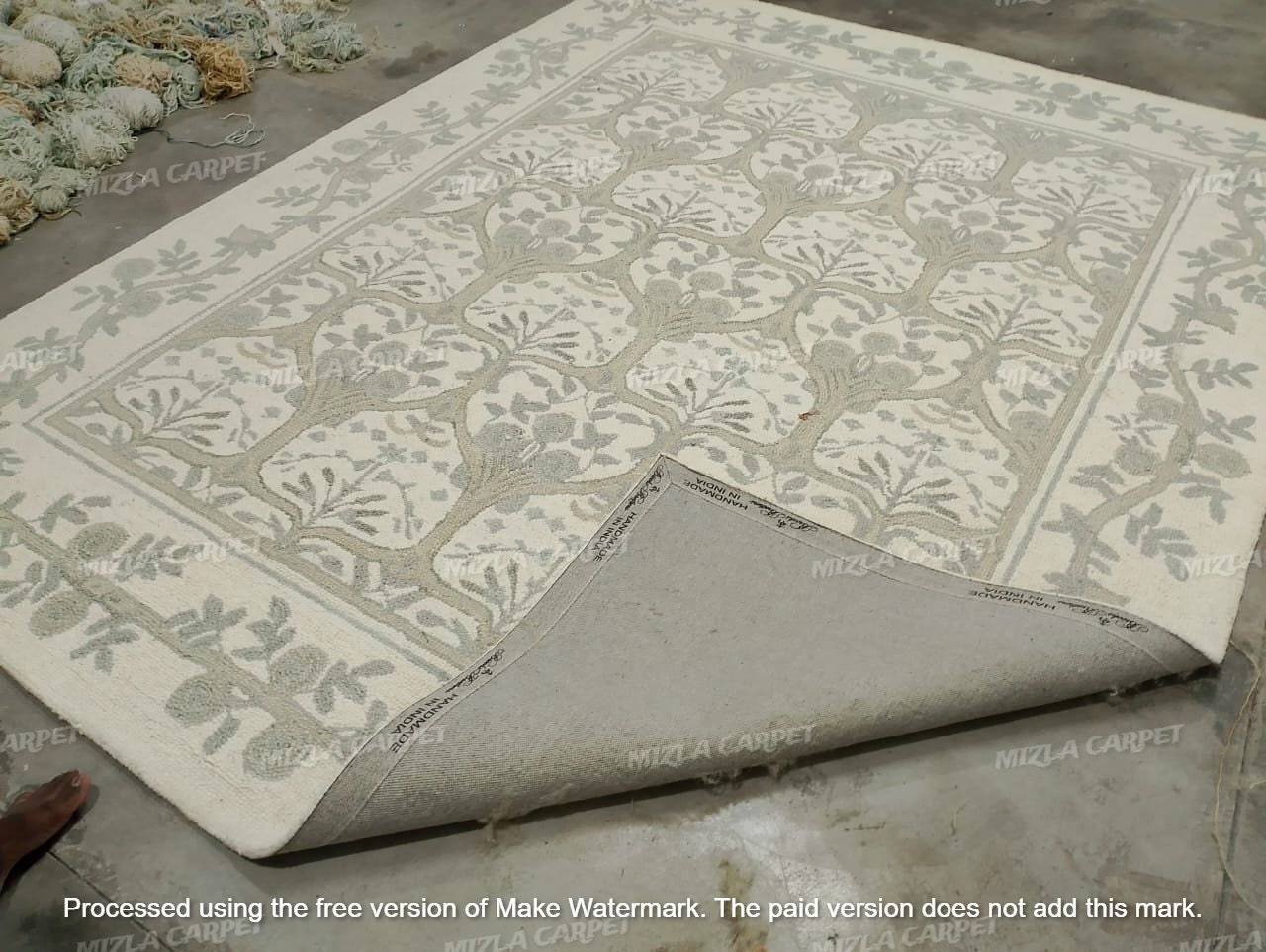 Pottery Barn Kennedy Tufted Rug 8x10 Green White Room Ivory Area Rug ...