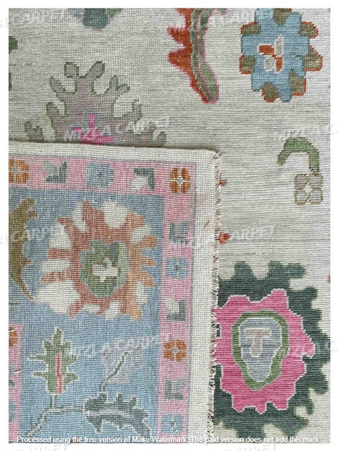 Pink Lite Gray Awsome Hand Knot Turkish Rug Made to Order Luxury Pink ...