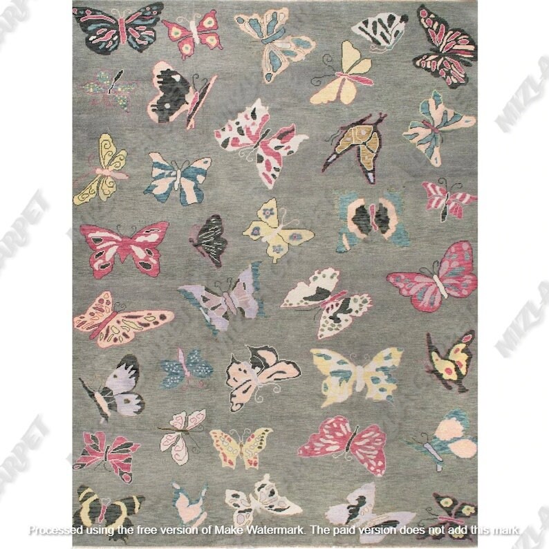 Colorful Butterfly Rug, Butterfly Pattern Rug, Maximalist Art Rug ...