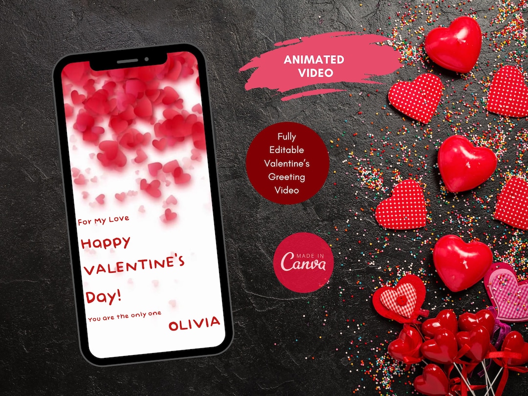 Animated Valentine's Day Greeting Card, Editable Video Ecard - Etsy