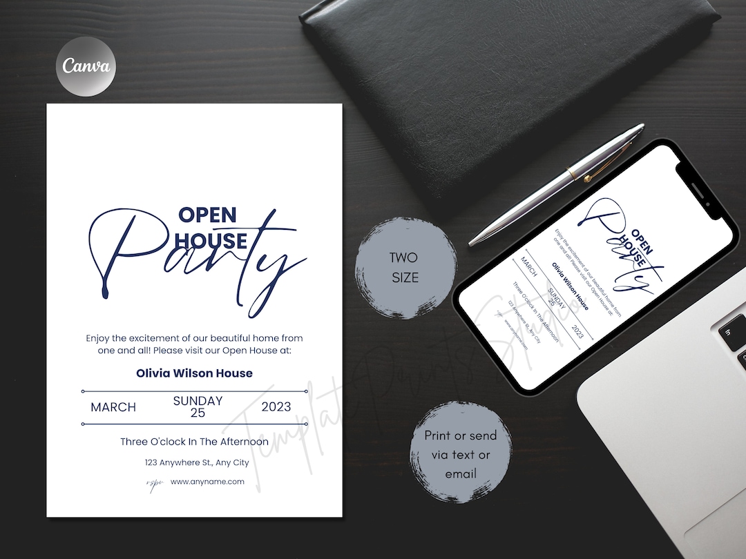 Open House Party Invitation Template, Special Event Invitation, Digital ...