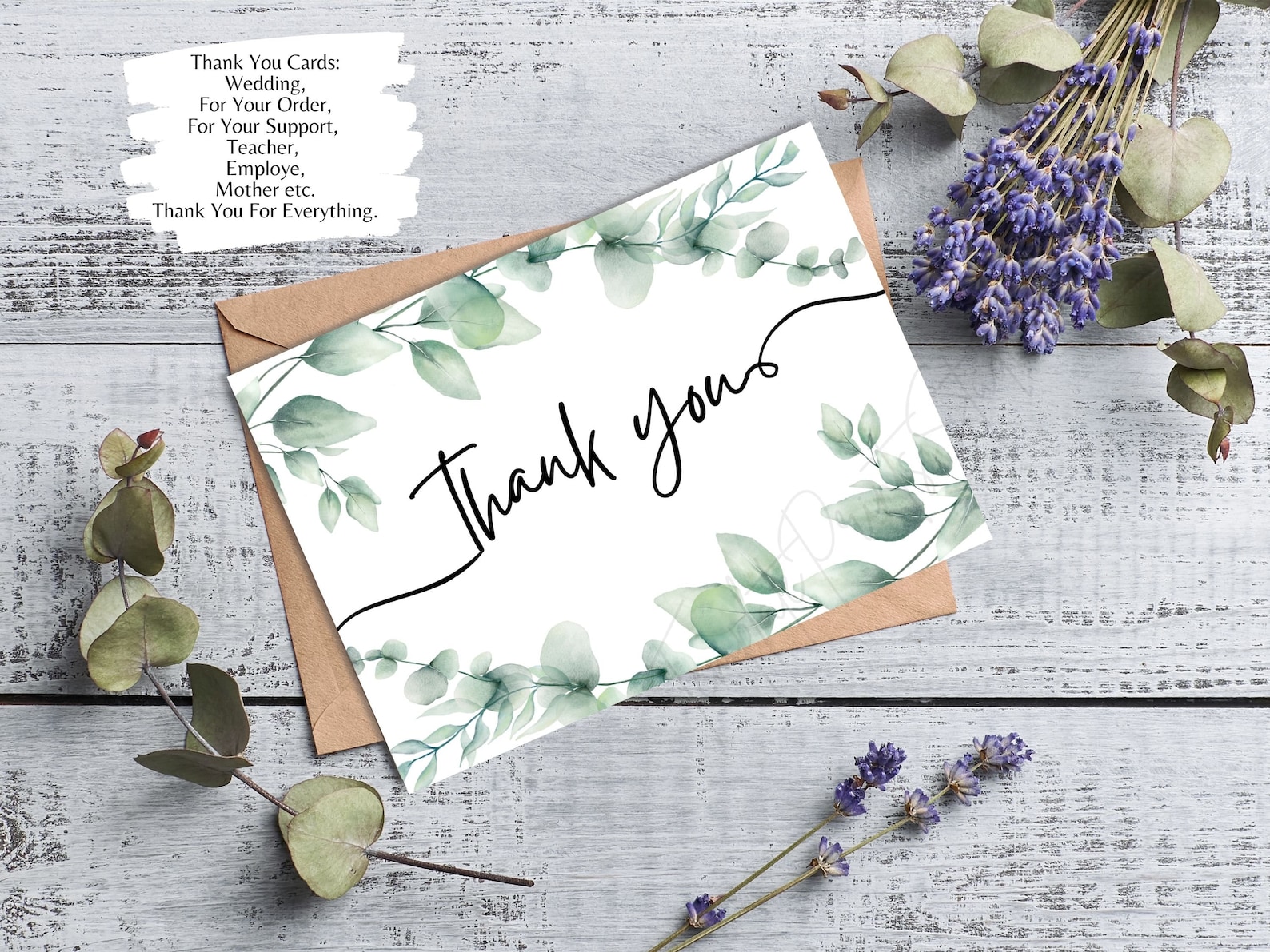 Printable Greenery Ready Thank You Card, Thank You for Your Support ...