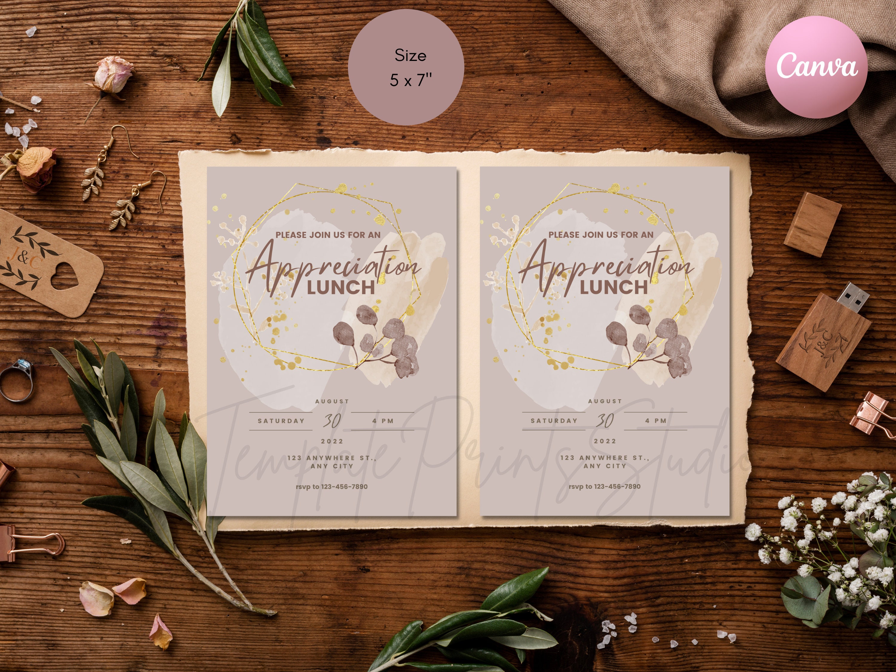 Editable Appreciation Invitation, Grateful Invitation Boho Printable ...