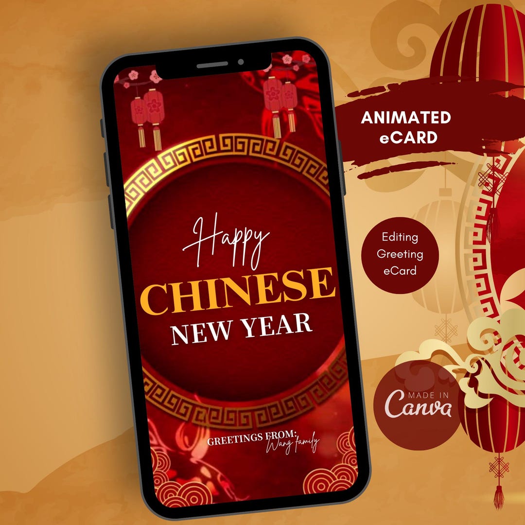 Editable Digital Lunar New Year Card Template, Animated Chinese New ...